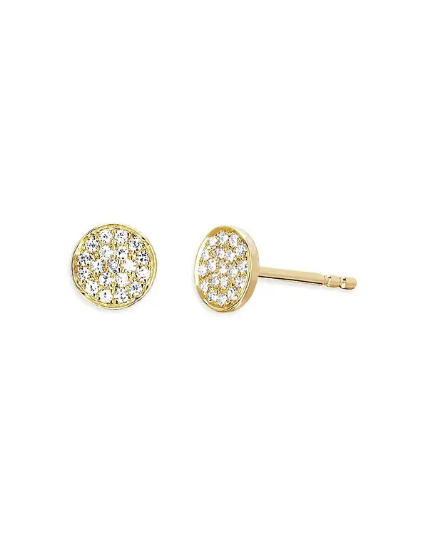 Ef Collection 14k Yellow Diamond Mini Disc Stud Earrings - Gold
