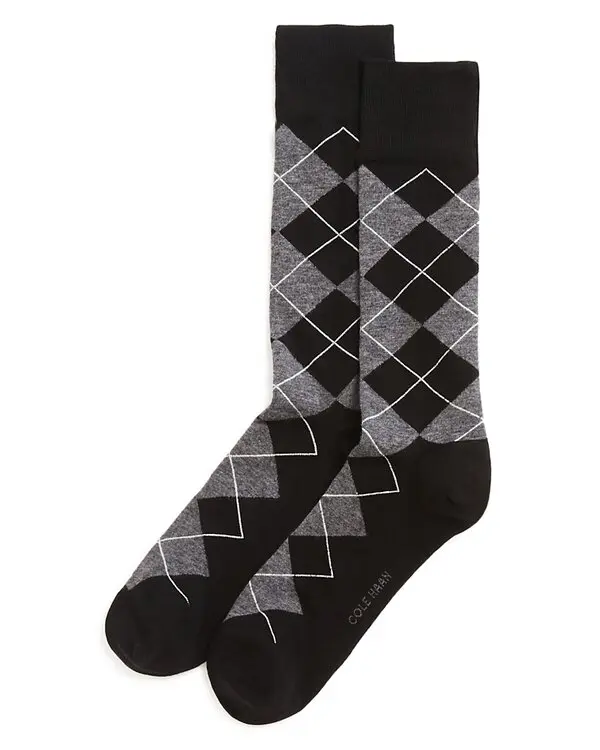 Cole Haan Argyle Crew Socks - Black