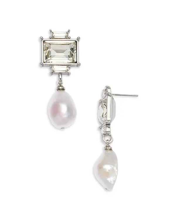 KENNETH JAY LANE Cultured Freshwater Pearl Drop Earrings - White/silver