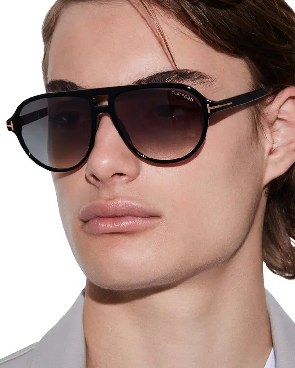 TOM FORD 59mm Pilot Sunglasses - Black/gray Gradient