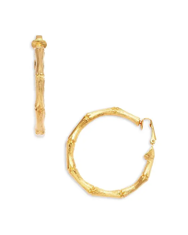 KENNETH JAY LANE Bamboo Hoop Clip On Earrings - Gold