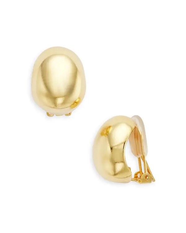 KENNETH JAY LANE Chubby Hoop Clip On Earrings - Gold