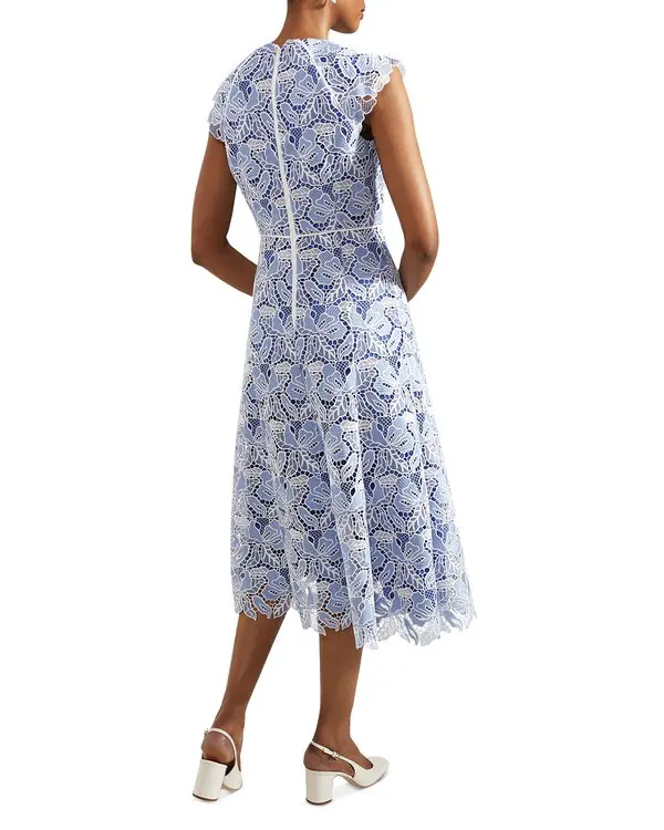 Hobbs London Phoebe Lace Midi Dress In Blue Ivory - 40% Off | Editorialist