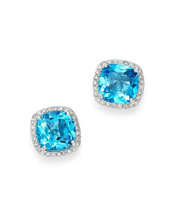Bloomingdale'S Blue Topaz And Diamond Stud Earrings - Blue/white