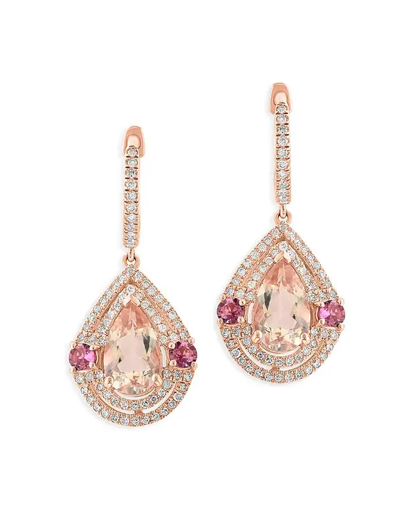 Bloomingdale'S Tourmaline, Morganite, And Diamond Drop Earrings - Pink
