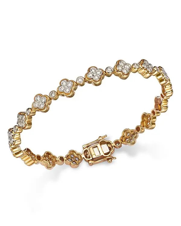 Bloomingdale'S Diamond Clover Link Bracelet In 14k Yellow - Gold