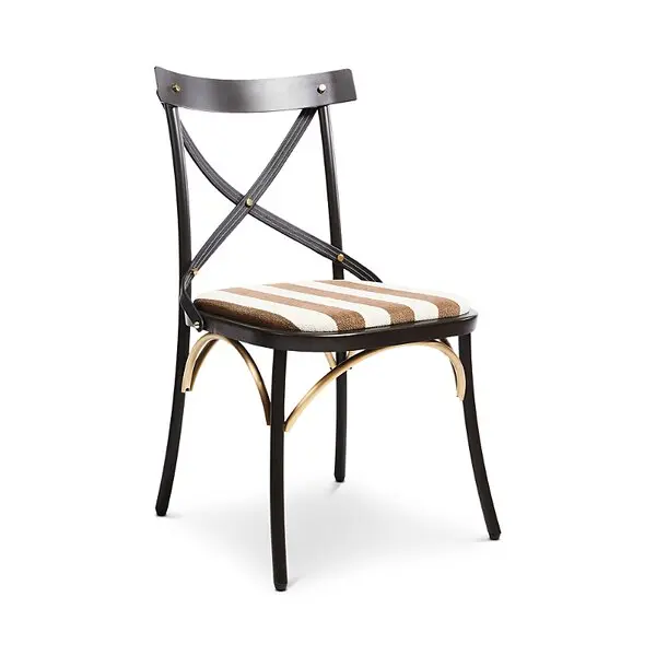 MACKENZIE-CHILDS Flatiron Stripe Dining Chair - Brown/white