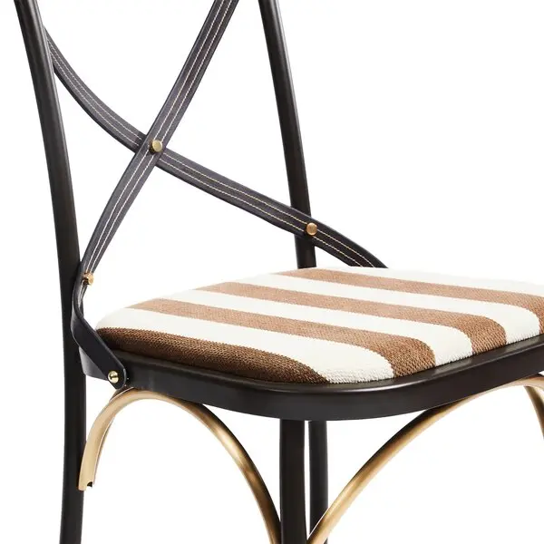 MACKENZIE-CHILDS Flatiron Stripe Dining Chair - Brown/white