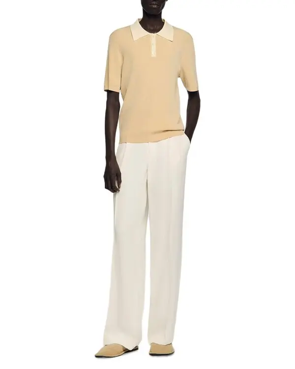 Sandro Two Tone Polo Shirt - Sand