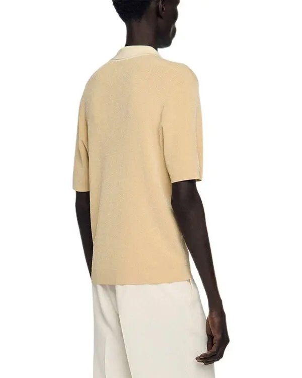 Sandro Two Tone Polo Shirt - Sand