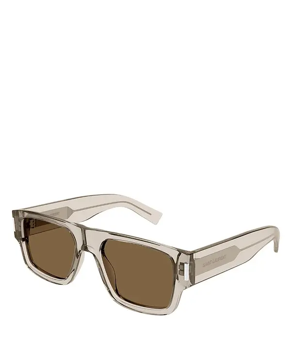 Saint Laurent Naked Wirecore Squared Sunglasses, 55mm - Beige/brown Solid
