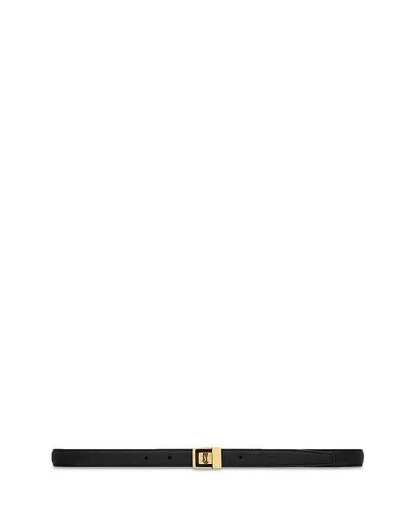 Saint Laurent La 66 Buckle Thin Belt - Black