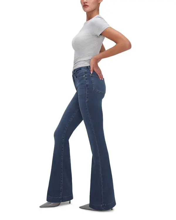 Good American Good Legs High Rise Flare Jeans - Blue