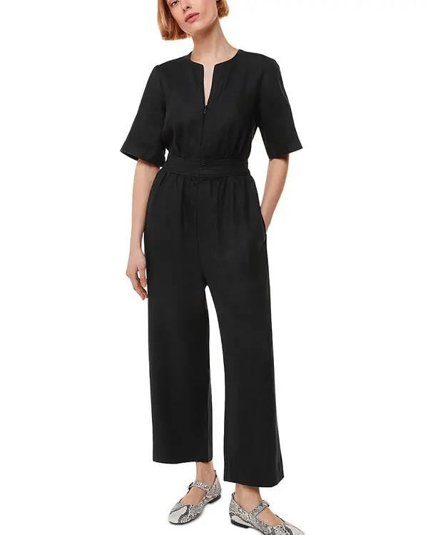 Whistles Cosima Linen Jumpsuit - Black