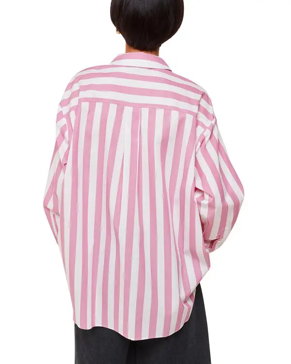 Whistles Cotton Striped Oversized Shirt - Pink/multi