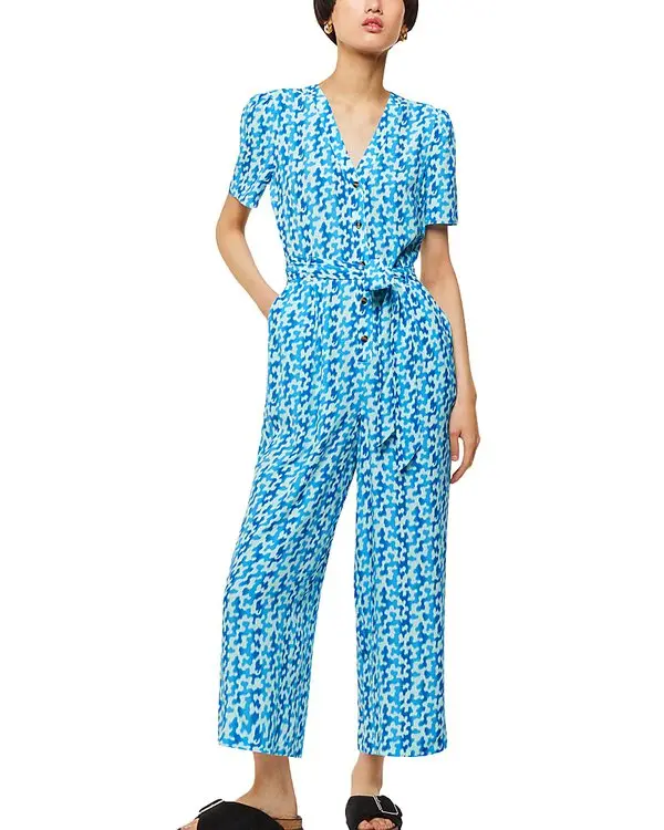 Whistles Printed Jumpsuit - Blue/multi