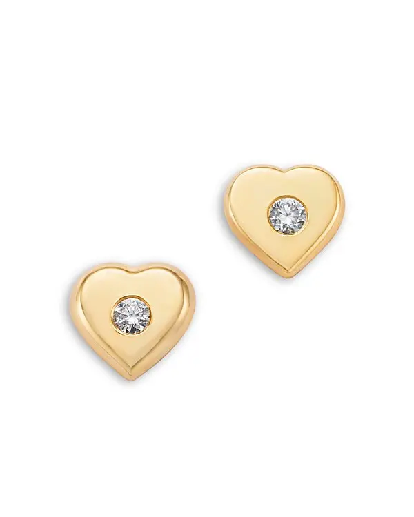 Zoe Chicco 14k Yellow Diamond Heart Stud Earrings - Gold