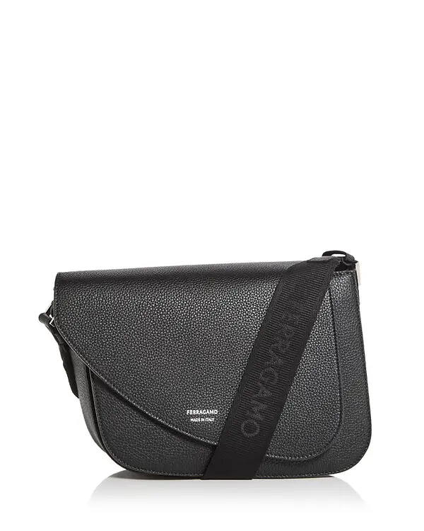 FERRAGAMO Fiamma Leather Crossbody Bag - Nero
