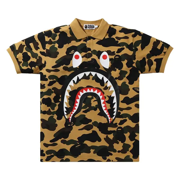 A BATHING APE 1st Camo Shark Polo - Yellow