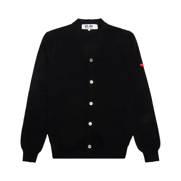 Play Comme Des Garcon Small Heart Cardigan - Black
