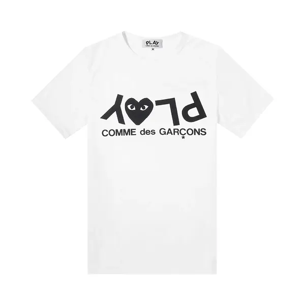 Play Comme Des Garcon Inverted Text Logo Tee - White