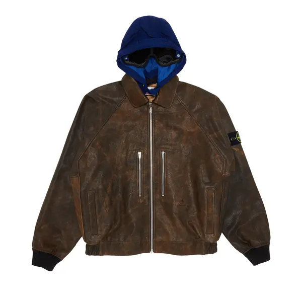 Supreme X Stone Island Leather Bomber Jacket