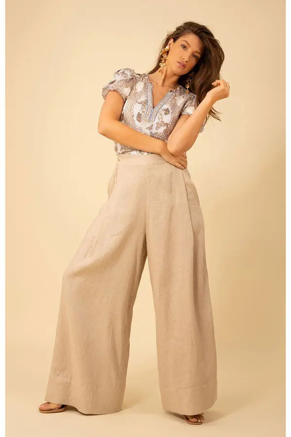 Hale Bob Alayna Linen Pants - Brown / Neutral