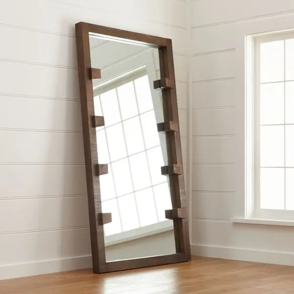 Crate & Barrel Stilt Dark Wood Floor Mirror 44"x81