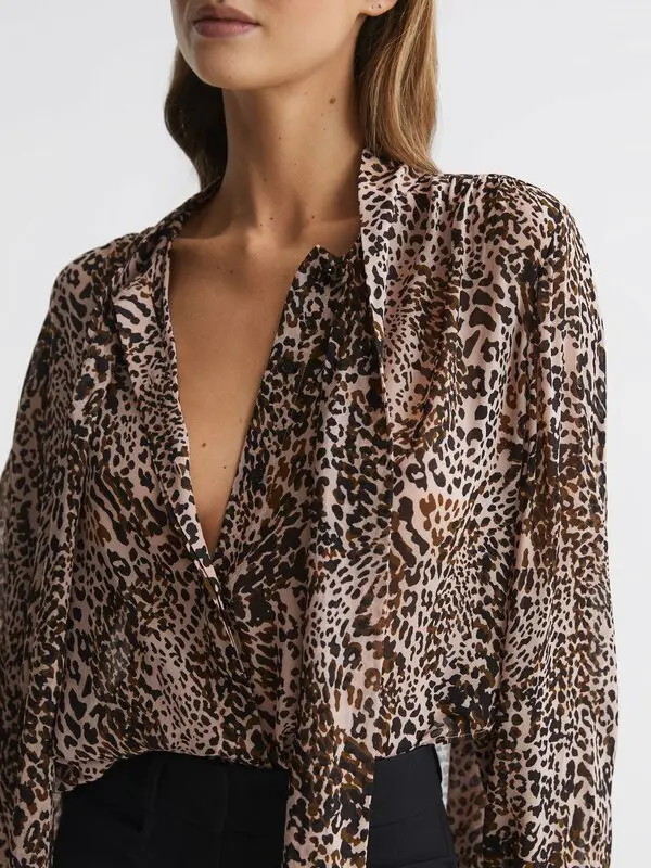 REISS Tora Animal Print Blouse