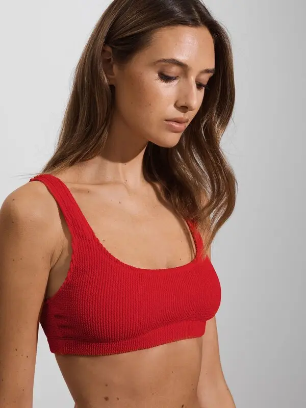 Good American Always Fits Textured Bikini Top - Bright Red
