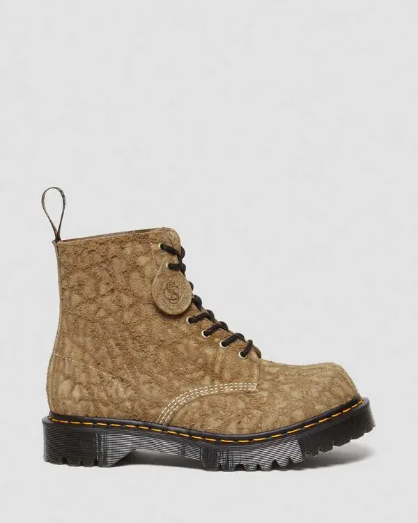 Dr. Martens 1460 Made In England Heavy Emboss Hairy Suede Boots - Tan,brown