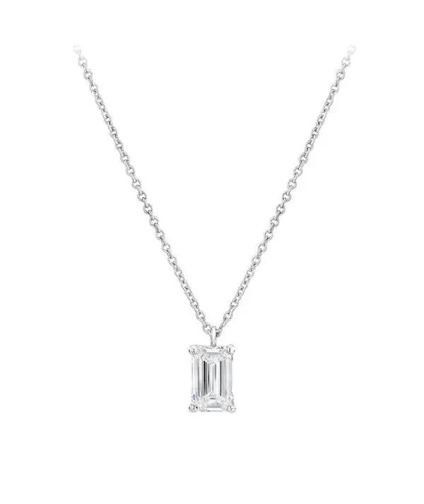 Graff Emerald Cut Diamond Pendant - Platinum And White Gold