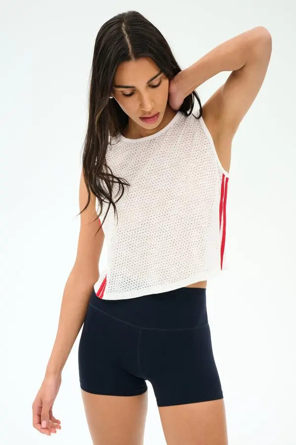 Splits59 Logan Mesh Tank - White/pirate Red