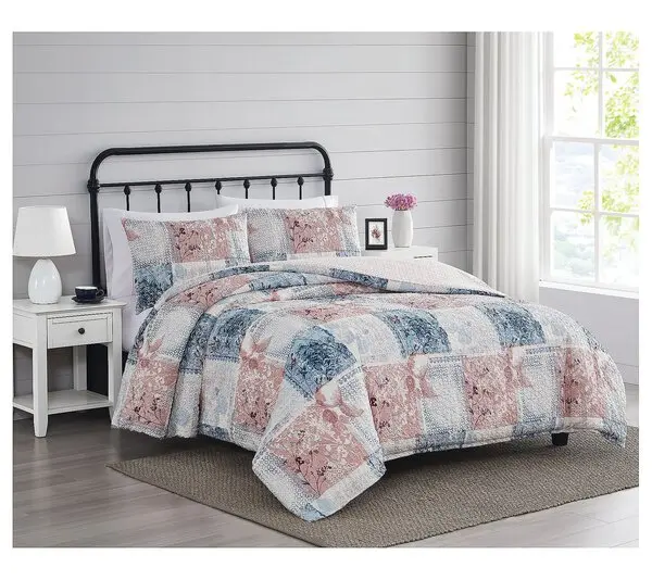 CANNON Textured Lotte Patchwork King 3pc Duvet Ver Set - One-color