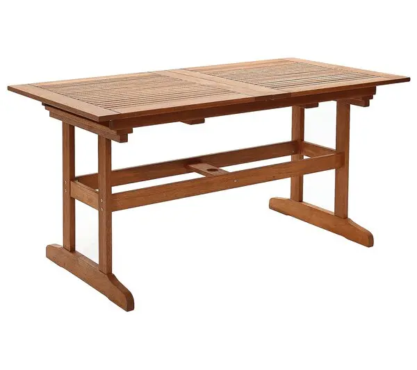 LUXEN HOME Luxenhome Carmel Solid Wood Extendable Outdoor Ining Table