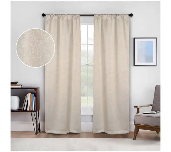 SUPERIOR Textured Blackout Curtain Set Of 2 Pan Els, 26x84 - One-color