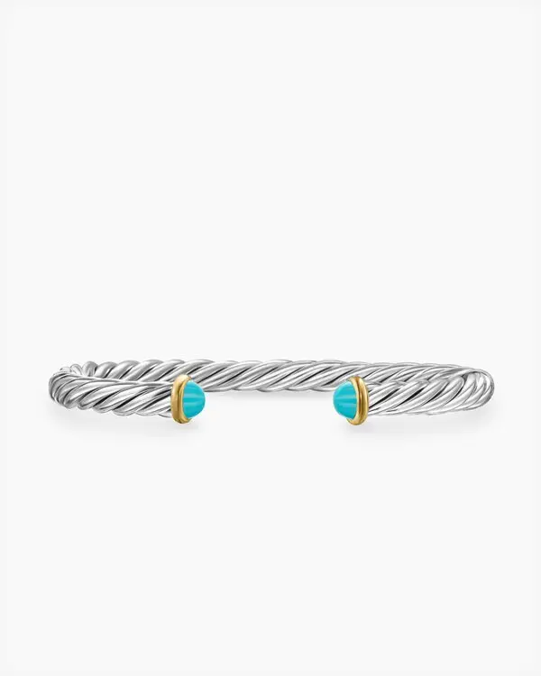 David Yurman Cable Cuff Bracelet With Red Tiger's Eye - Chinese Turquoise