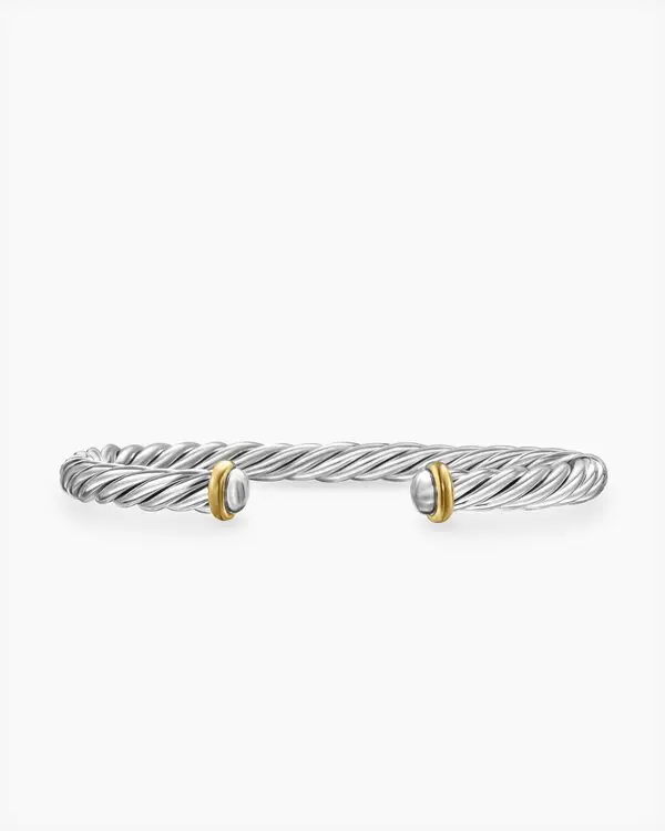 David Yurman Cable Cuff Bracelet With Red Tiger's Eye - Sterling Silver/14k Yellow Gold