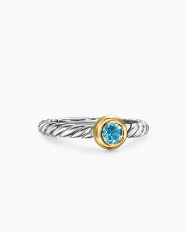 David Yurman Petite Cable Ring With - Blue Topaz