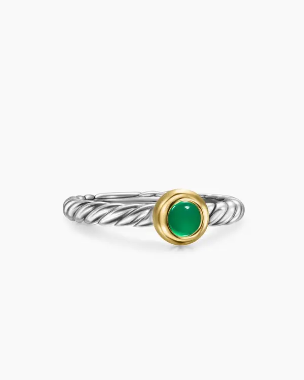 David Yurman Petite Cable Ring With - Green Onyx