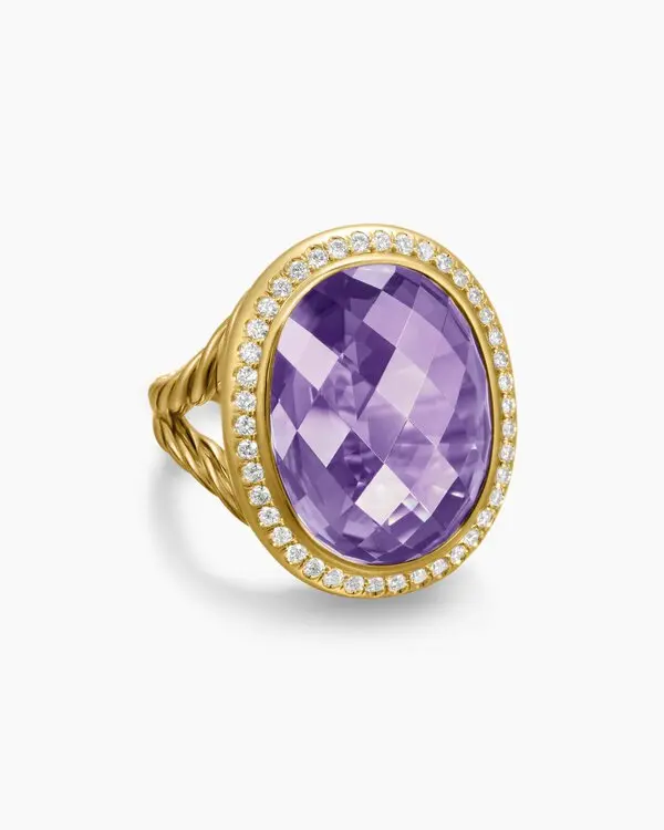 David Yurman Albion® Oval Ring With And Diamonds - Amethyst