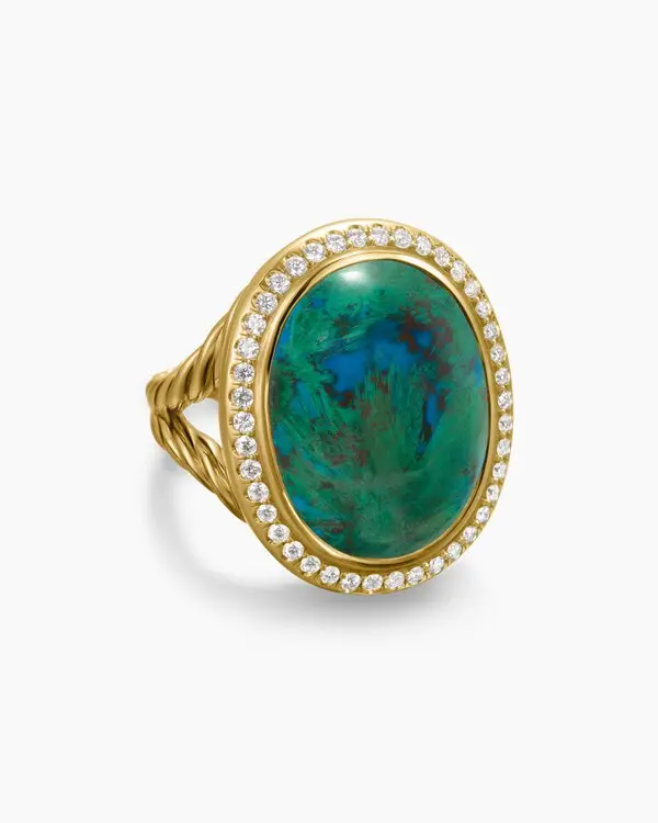 David Yurman Albion® Oval Ring With And Diamonds - Chrysocolla