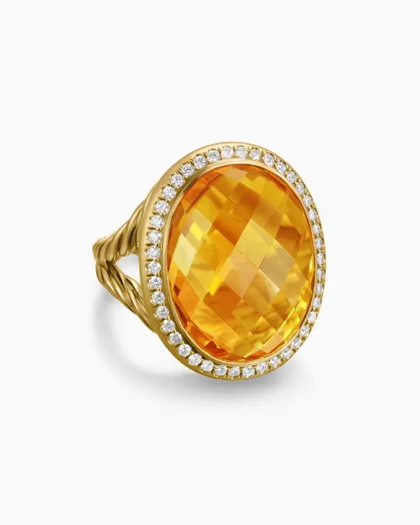 David Yurman Albion® Oval Ring With And Diamonds - Citrine