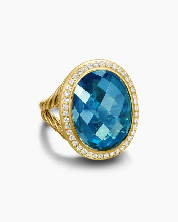 David Yurman Albion® Oval Ring With And Diamonds - Hampton Blue Topaz