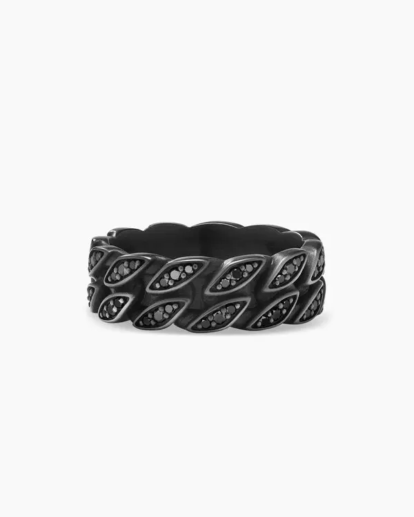 David Yurman Curb Chain Band Ring - Black Diamond