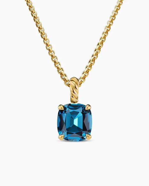 David Yurman Marbella Pendant In 18k Yellow Gold With - Hampton Blue Topaz