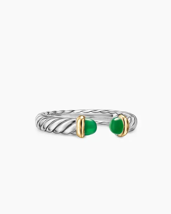 David Yurman Petite Cable Open Ring - Green Onyx