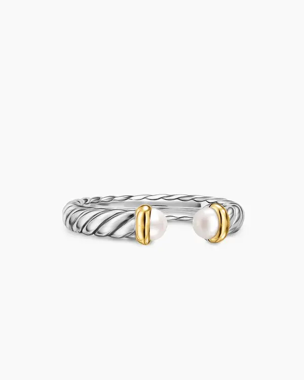 David Yurman Petite Cable Open Ring - Pearl