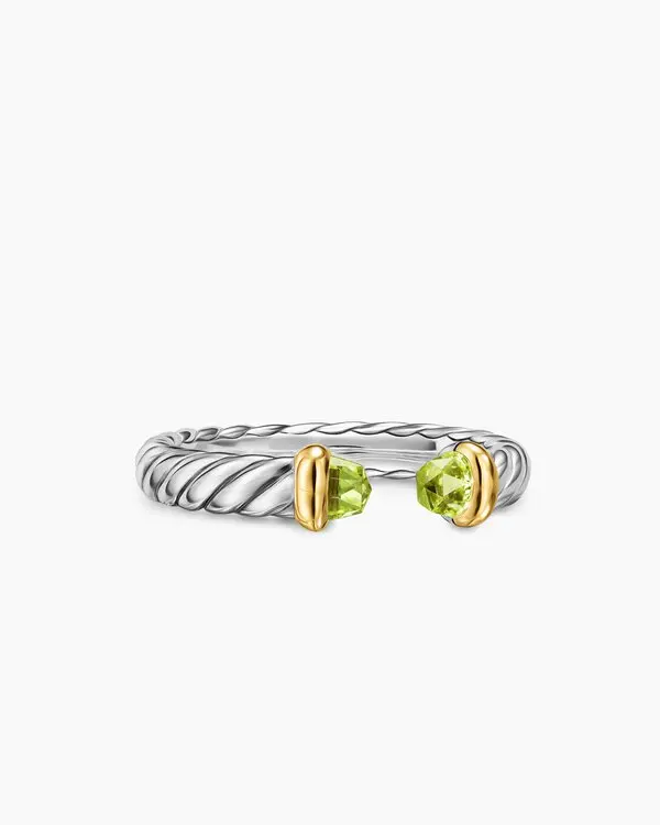David Yurman Petite Cable Open Ring - Peridot