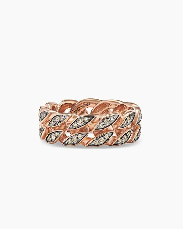David Yurman Curb Chain Band Ring In With Diamonds - Cognac Diamond